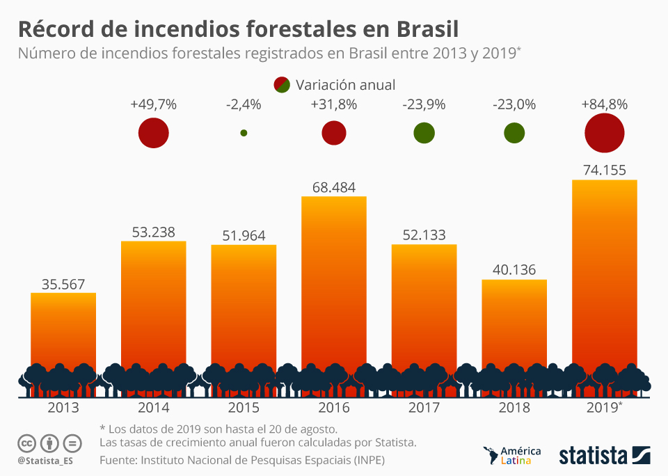 Se registran casi el doble de incendios en Brasil que en todo 2018 ...